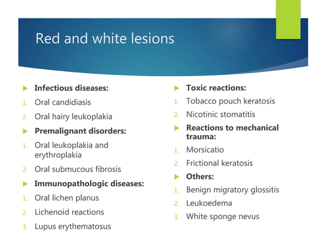 Oral mucosal lesions | PPTX | Skin and Dermatology | Diseases and ...