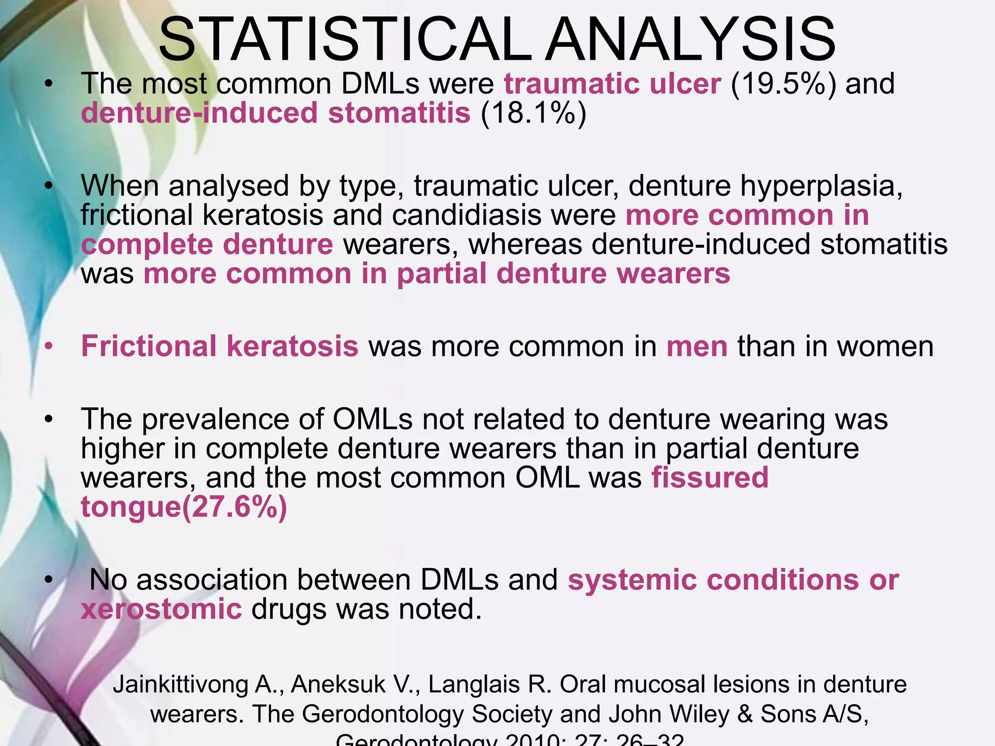 Oral mucosal lesions in denture wearers | PPTX