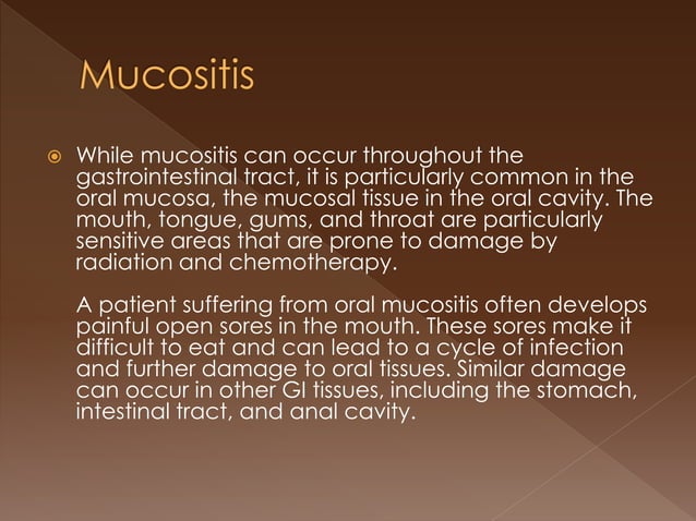 Oral Mucositis in Cancer Patients | PPTX | Digestive Disorders | Diseases and Conditions