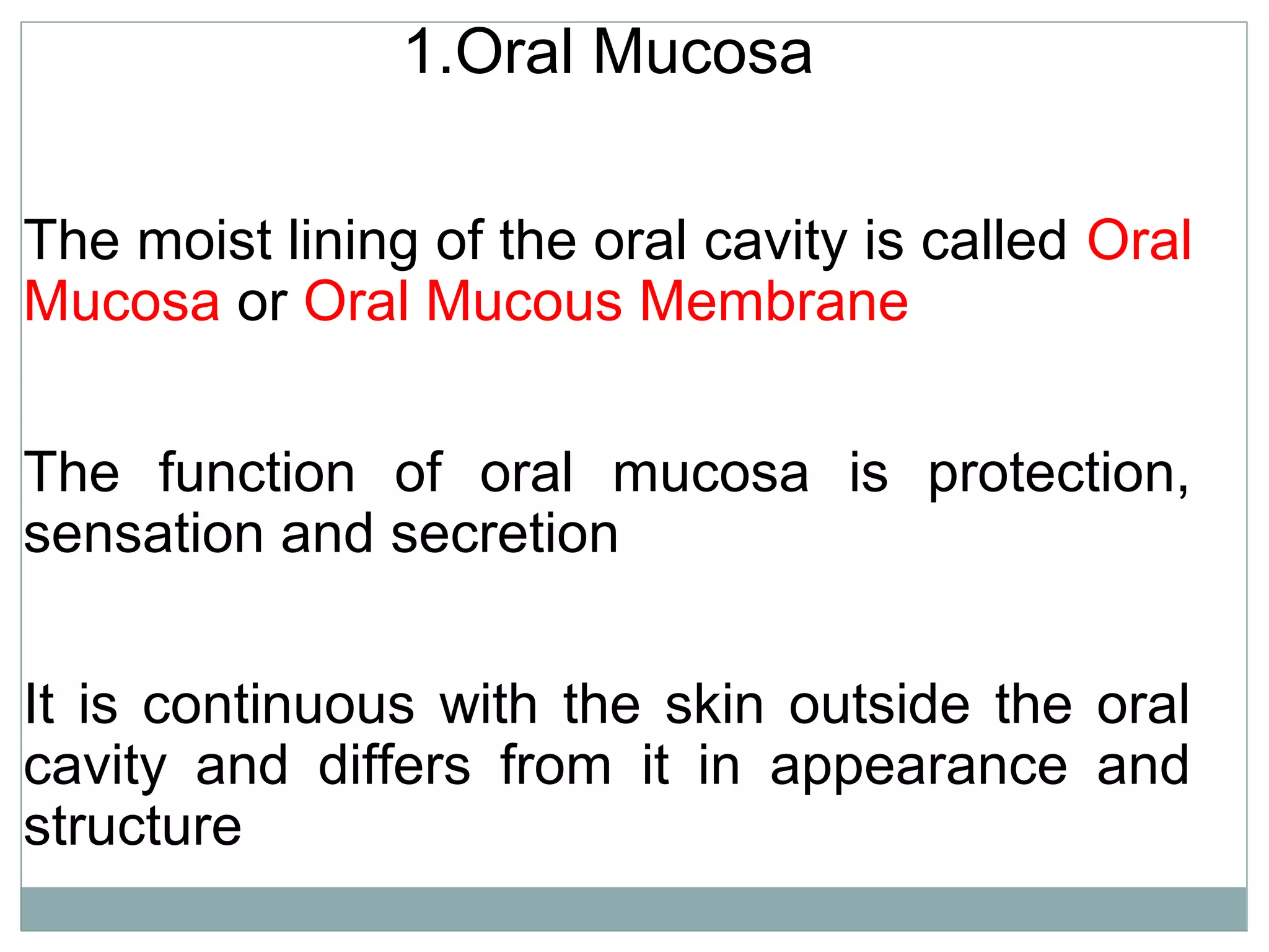 Oral mucous membrane | PPT