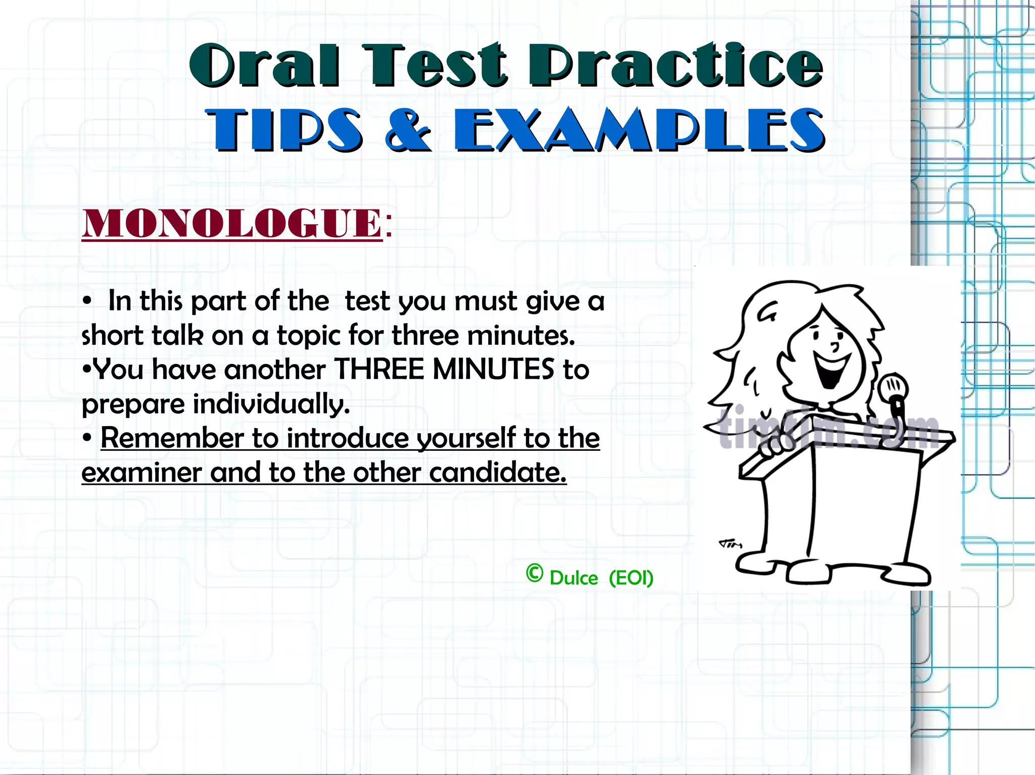 Oral practice tips & examples | ODP | Programming Languages | Computing