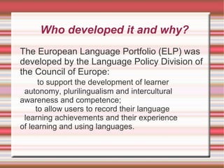 Oral presentation: European Language Portfolio | ODP