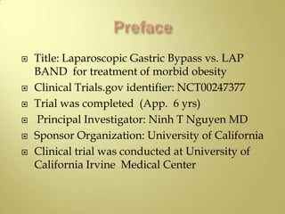 Clinical Investigation of the LAP-BAND medical device | PPT