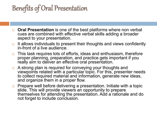 Oral presentation | PPTX | Education