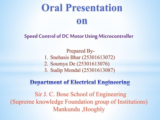 Speed Control of DC Motor using Microcontroller | PPTX | Radio Control | Hobbies & Interests