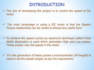 Speed Control of DC Motor using Microcontroller | PPTX