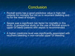 Rockall score in non-variceal upper gastrointestinal bleeding | PPT