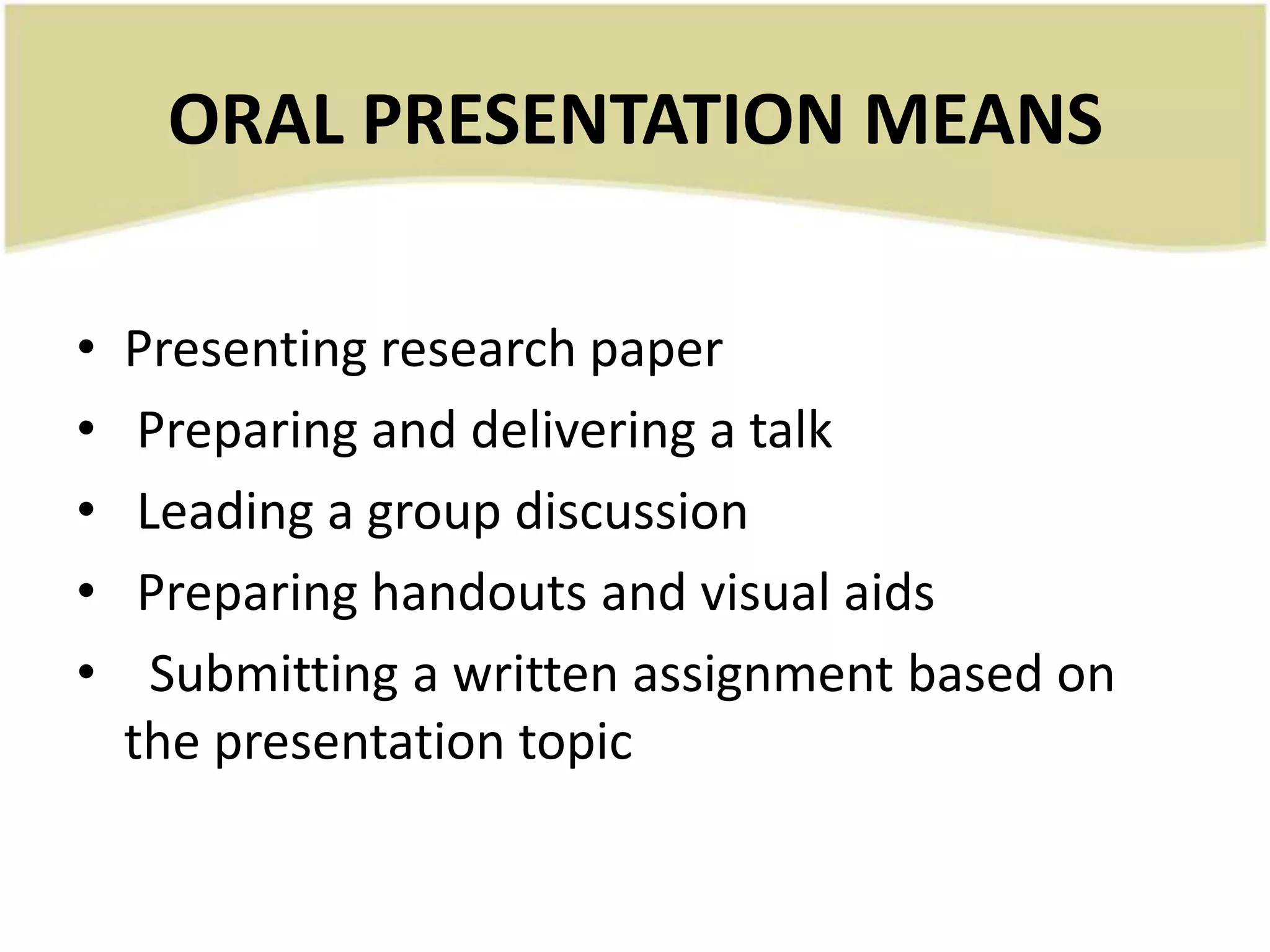 Oral presentation at confernces | PPTX