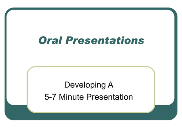 Oral presentations | PPT