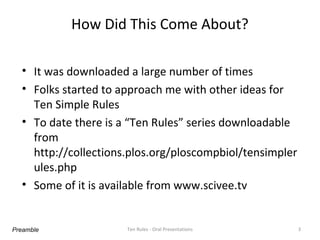 Ten Rules for Giving Good Oral Presentations | PPT