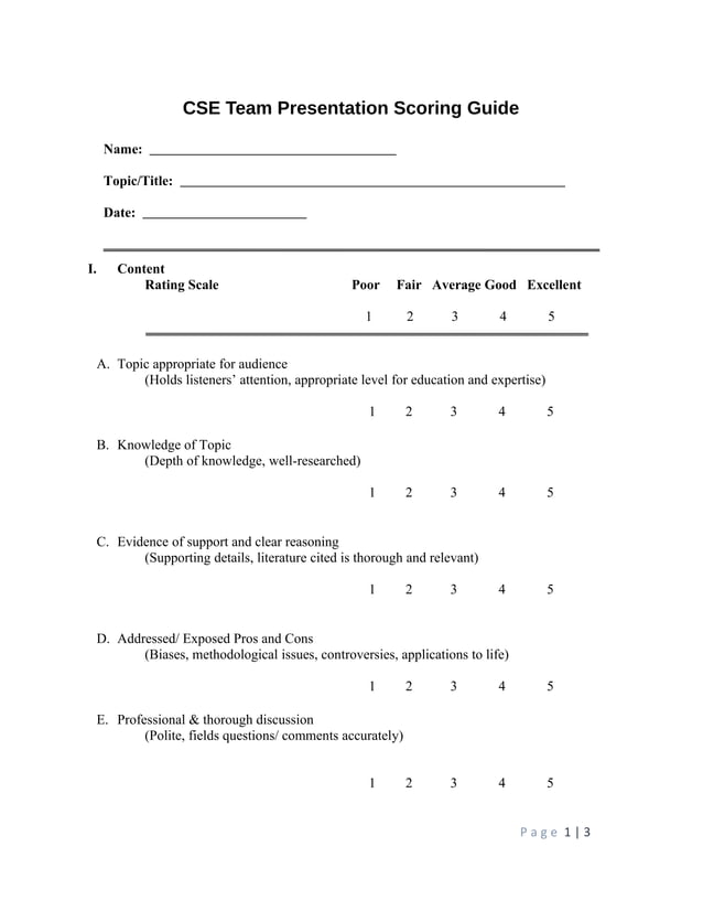 Oral presentation scoring guide | DOC