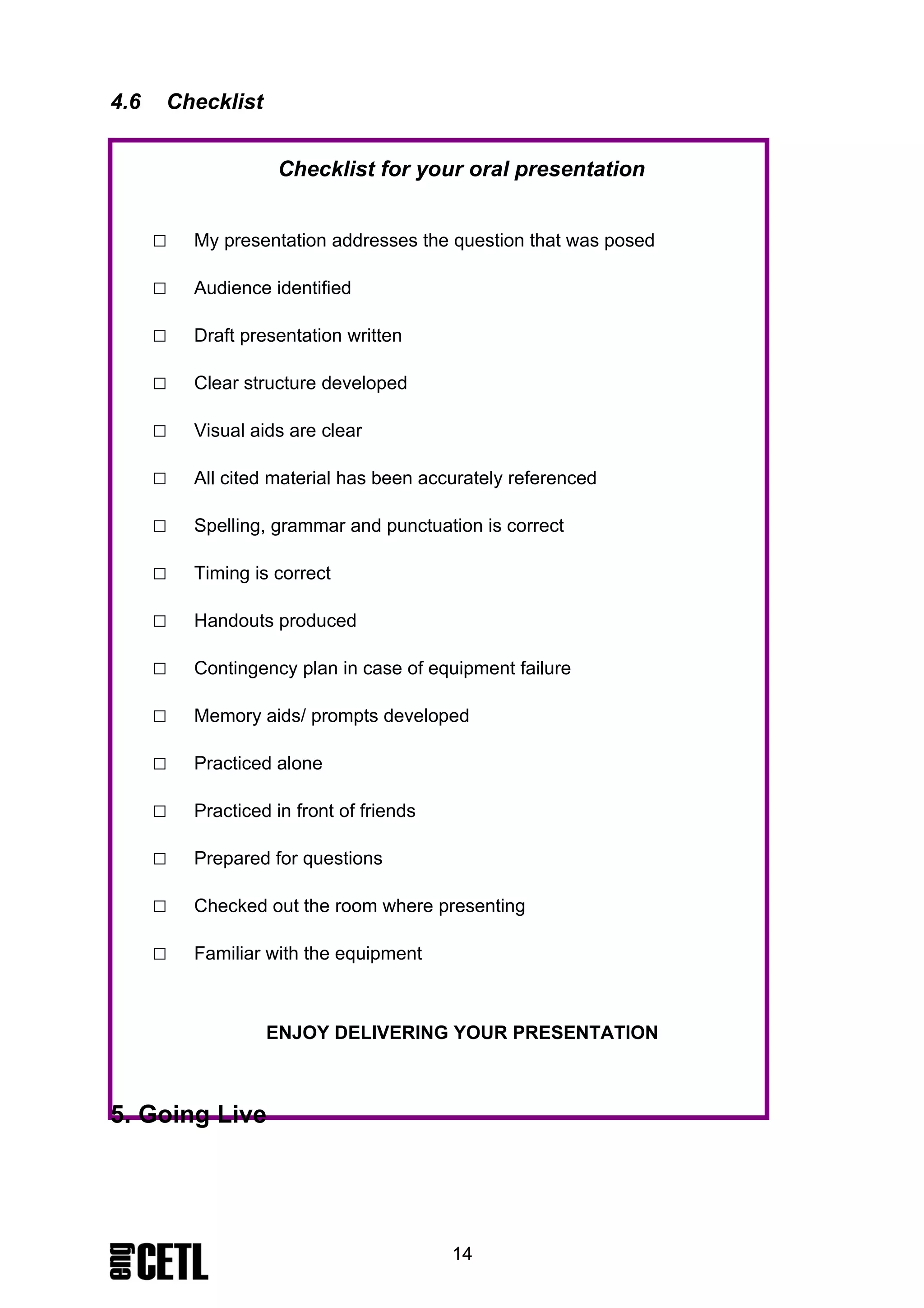 Oral Presentations Handout | DOC