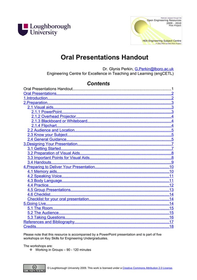 Oral Presentations Handout | DOC