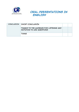 Oral presentations in english. evaluation | DOCX