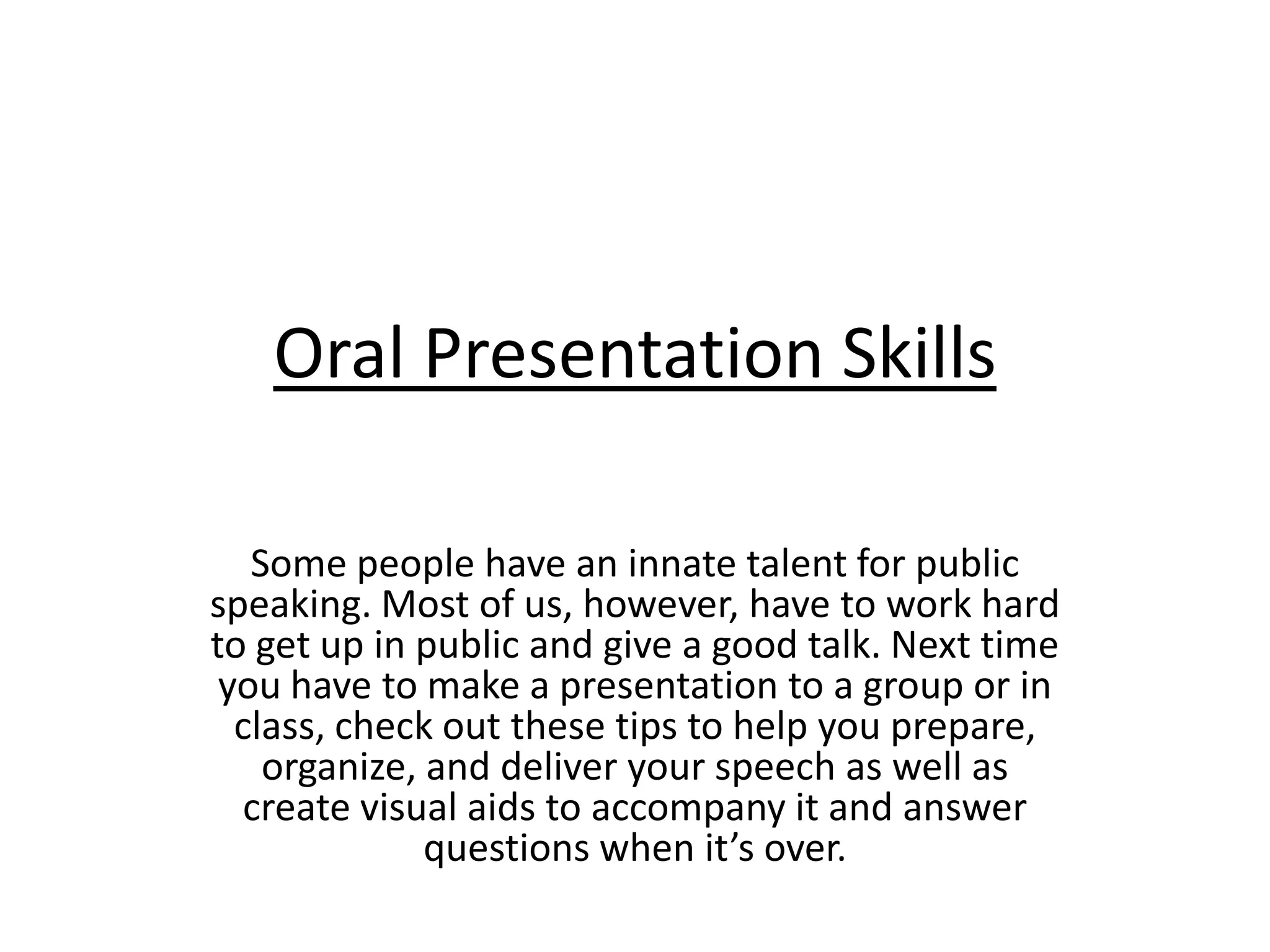 Oral Presentation Skills | PPTX