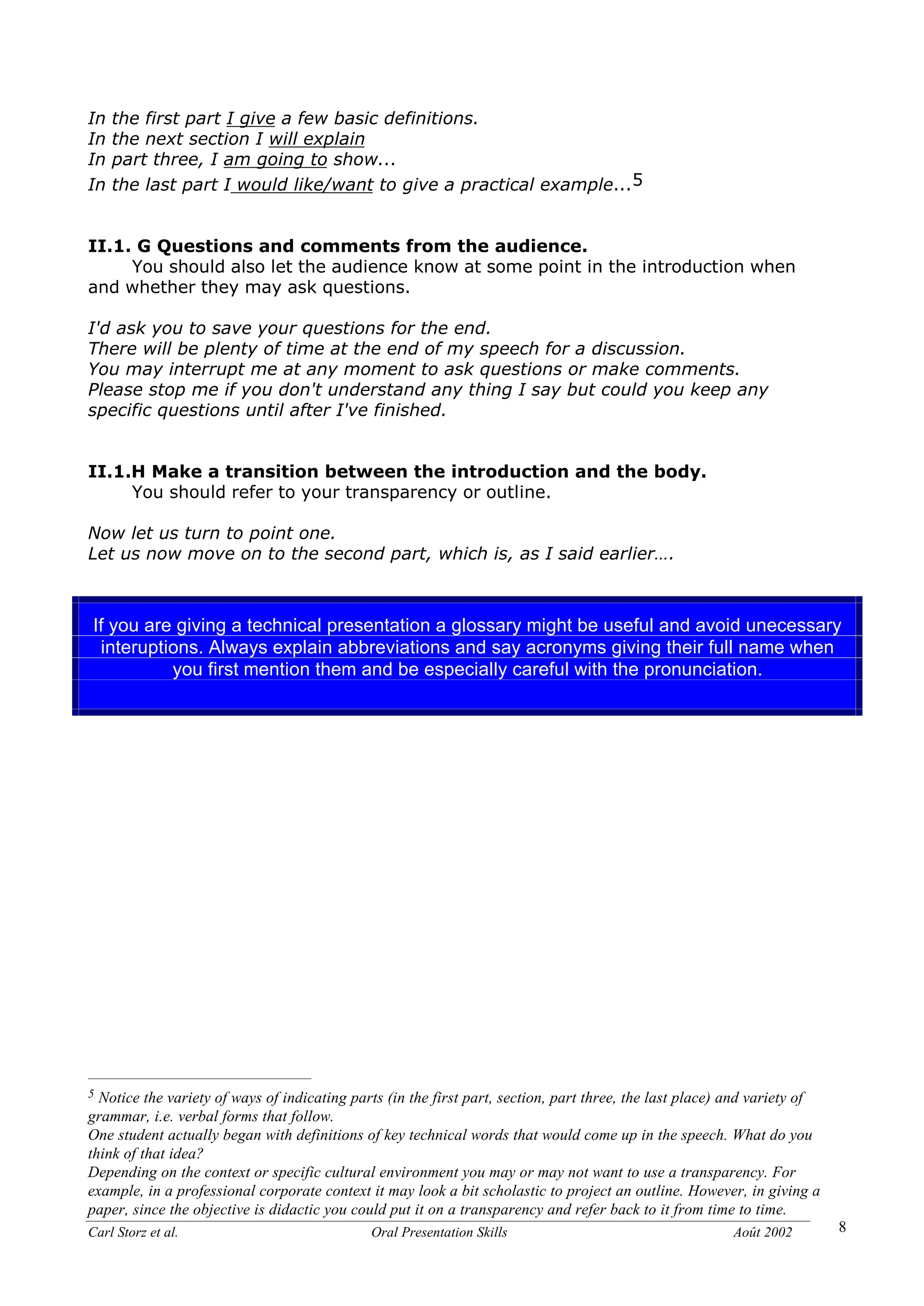 Oral presentation skills | PDF