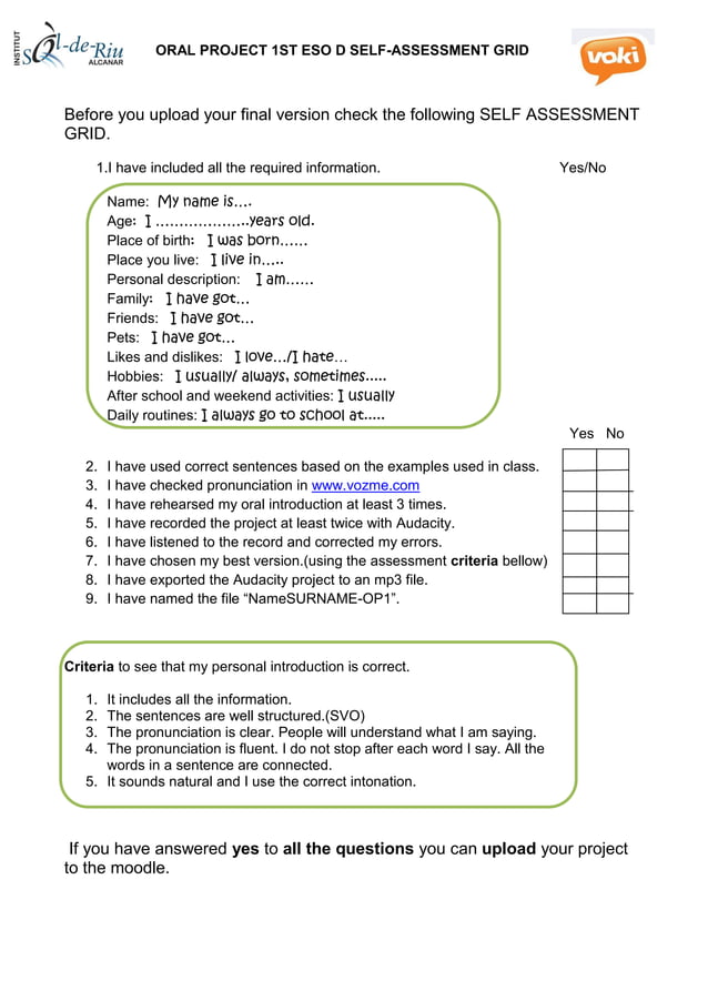 Oral project 1st eso d | PDF