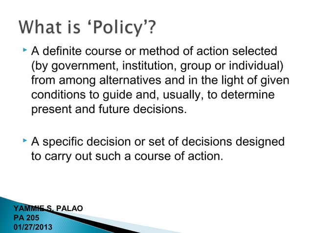 POLICY MAKING PROCESS | PPT | Political Issues & policy | Politics