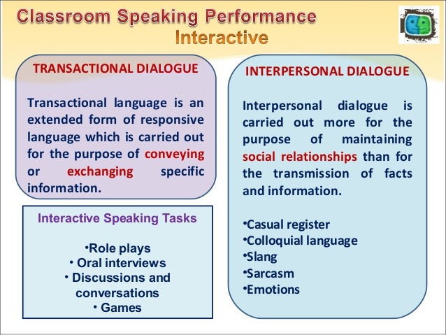 Oral skills & classroom speaking performance