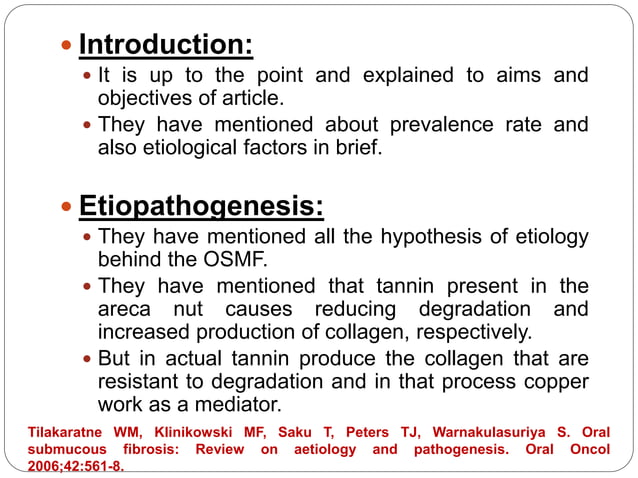 Journal club on Oral submucous fibrosis | PPTX