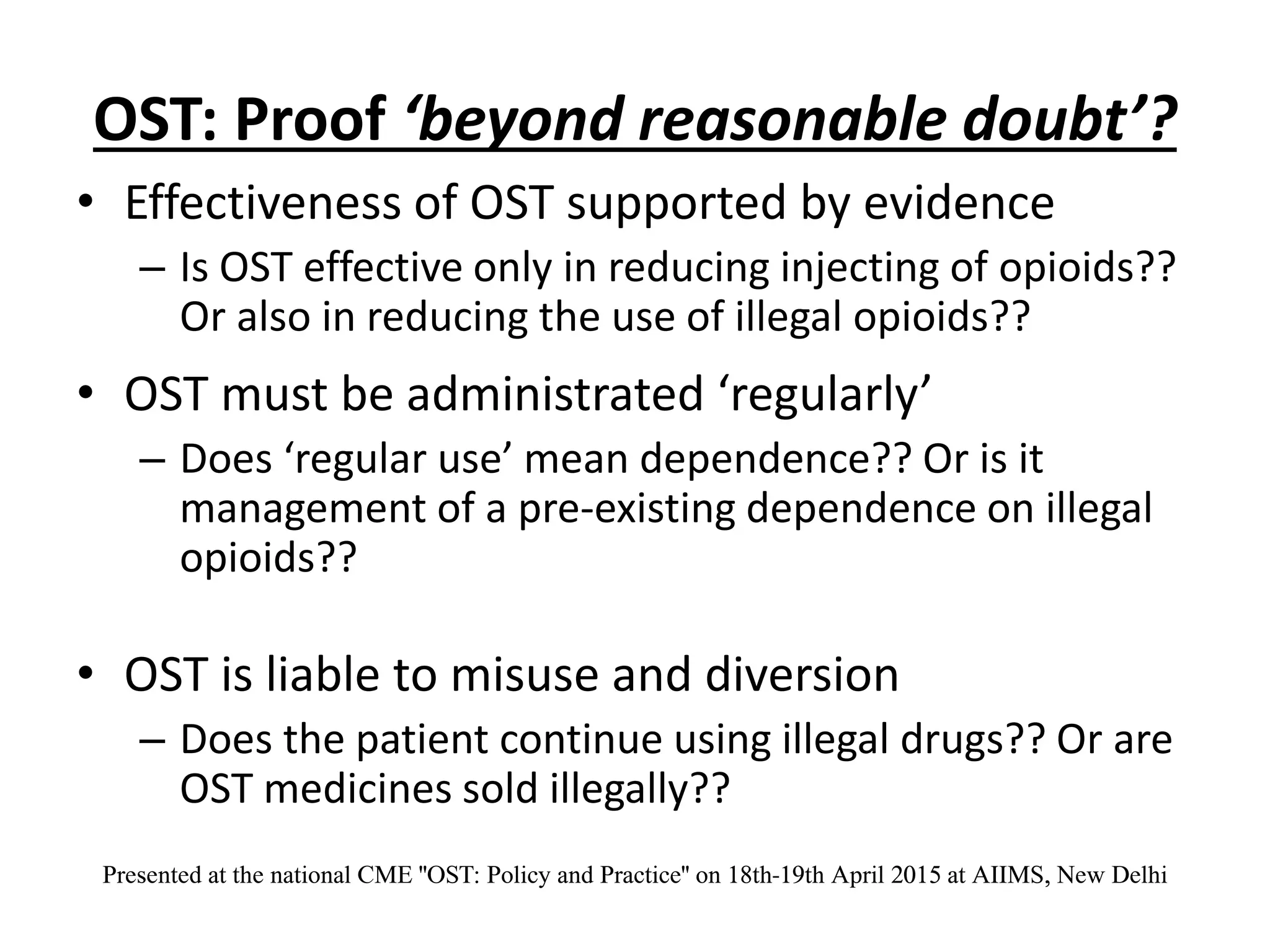 Oral substitution therapy (“ost”) – law and policy overview | PDF