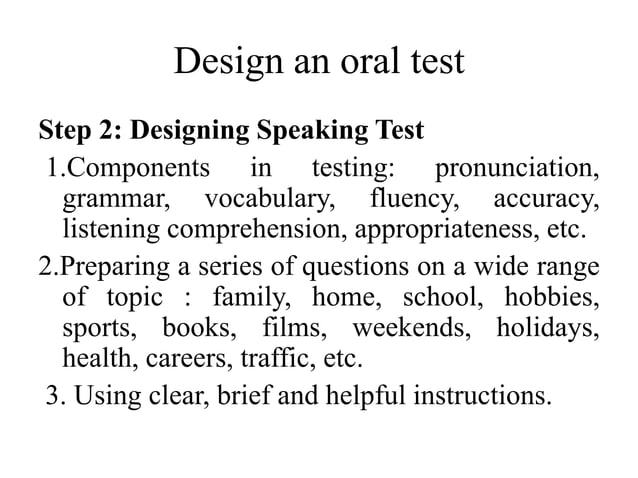 Oral test | PPTX | Standardized Testing | Educational Assessment