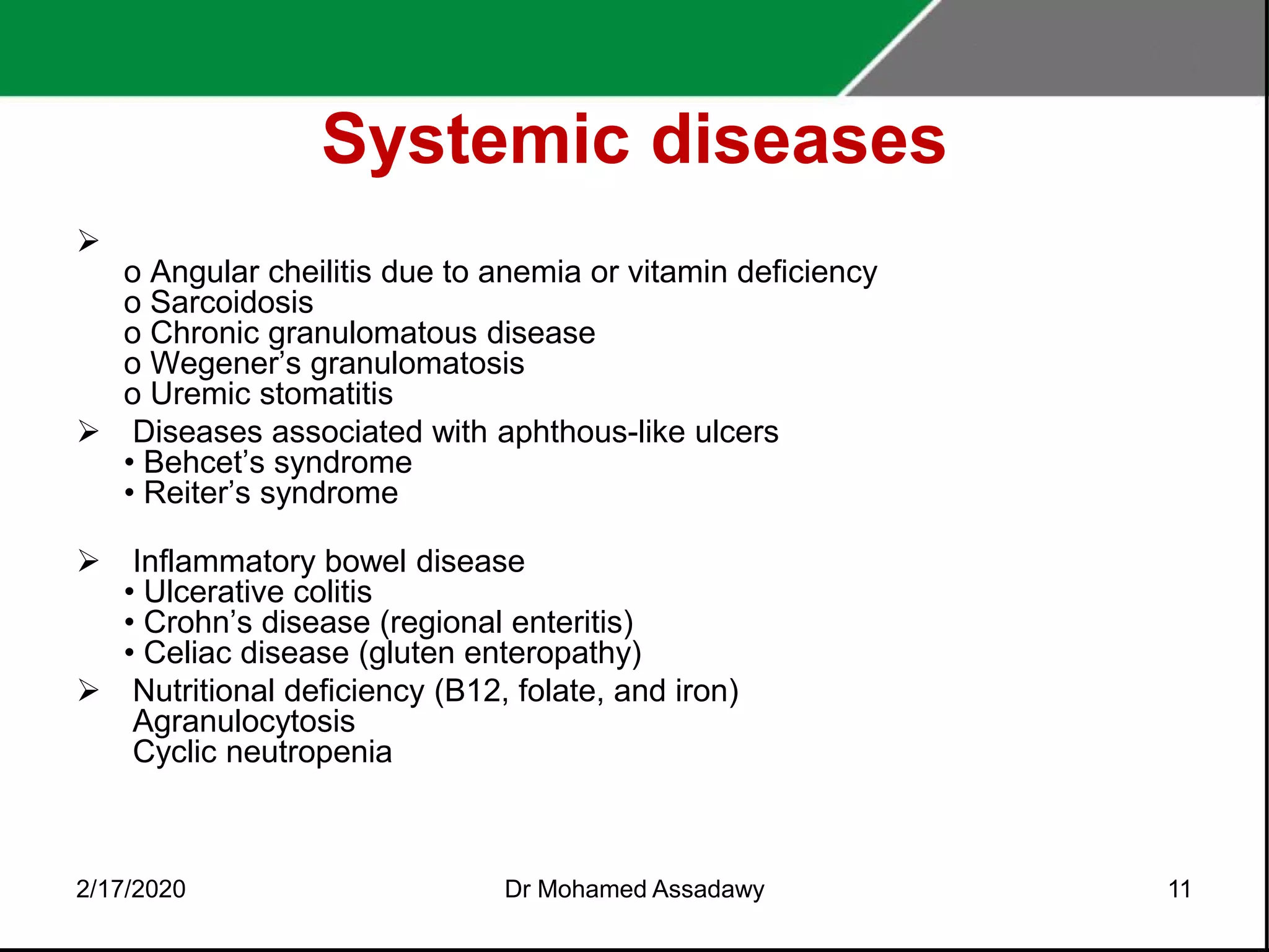 Oral ulceration Dr mohamed assadawy | PPTX