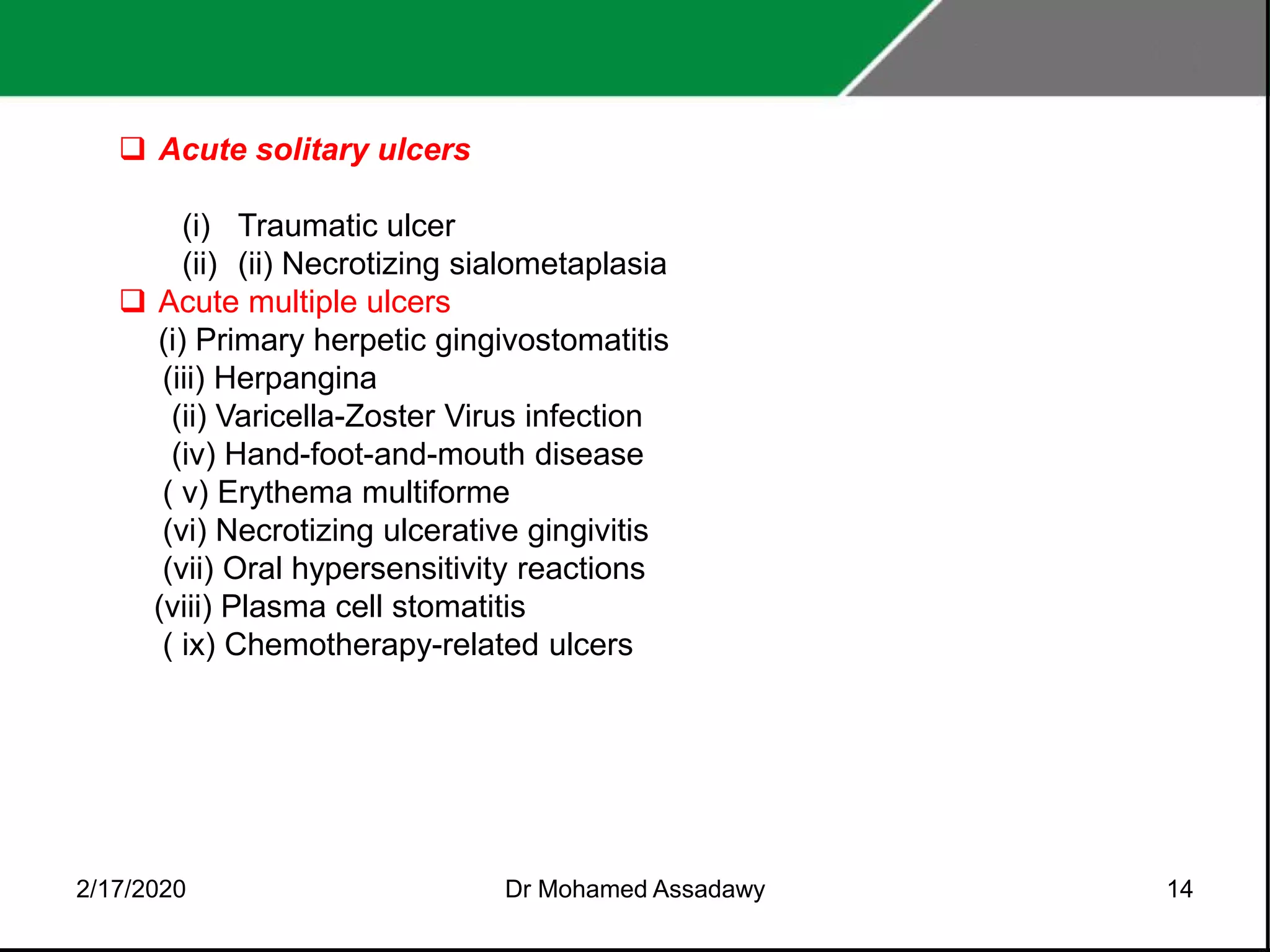 Oral ulceration Dr mohamed assadawy | PPTX