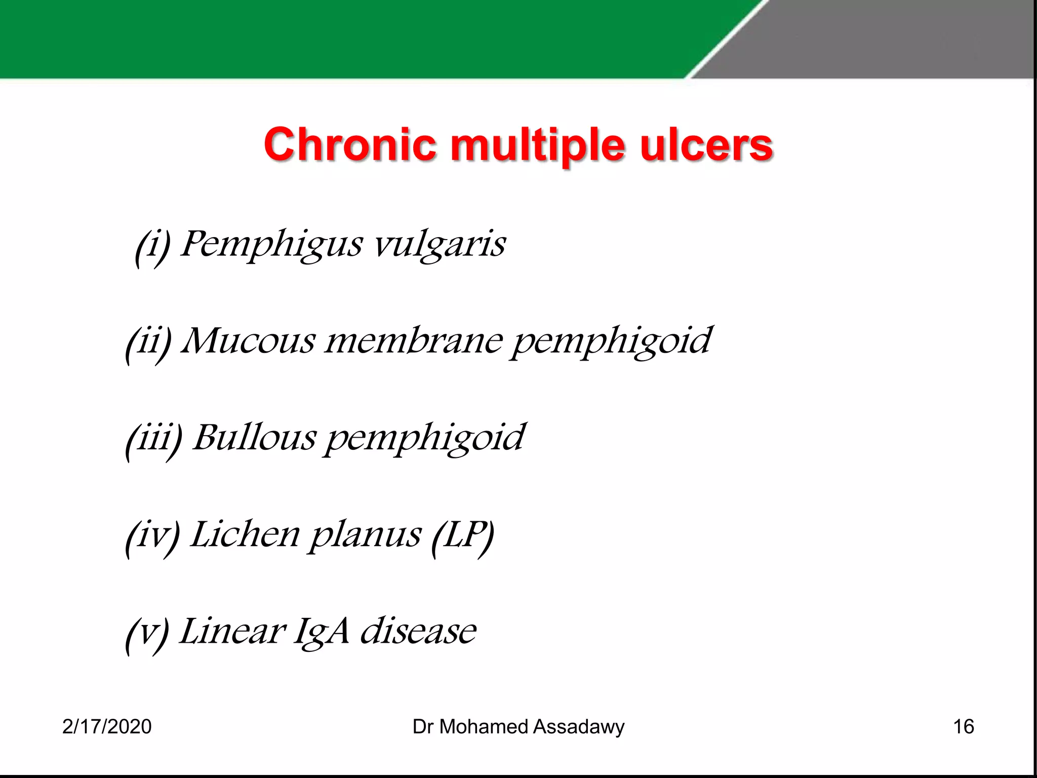 Oral ulceration Dr mohamed assadawy | PPTX