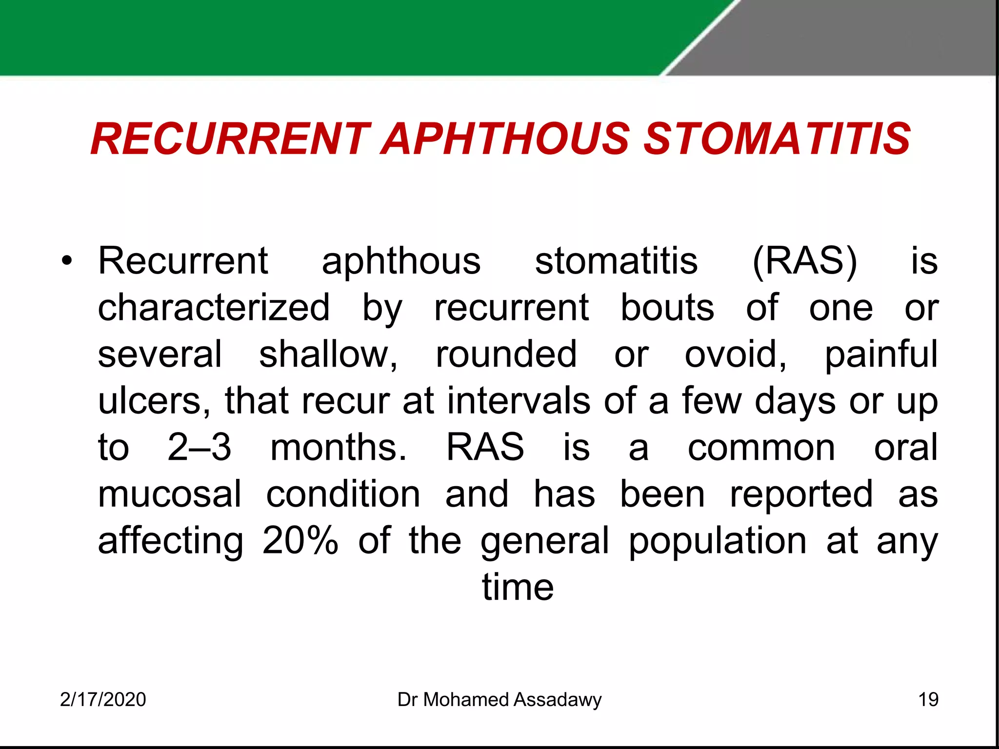 Oral ulceration Dr mohamed assadawy | PPTX