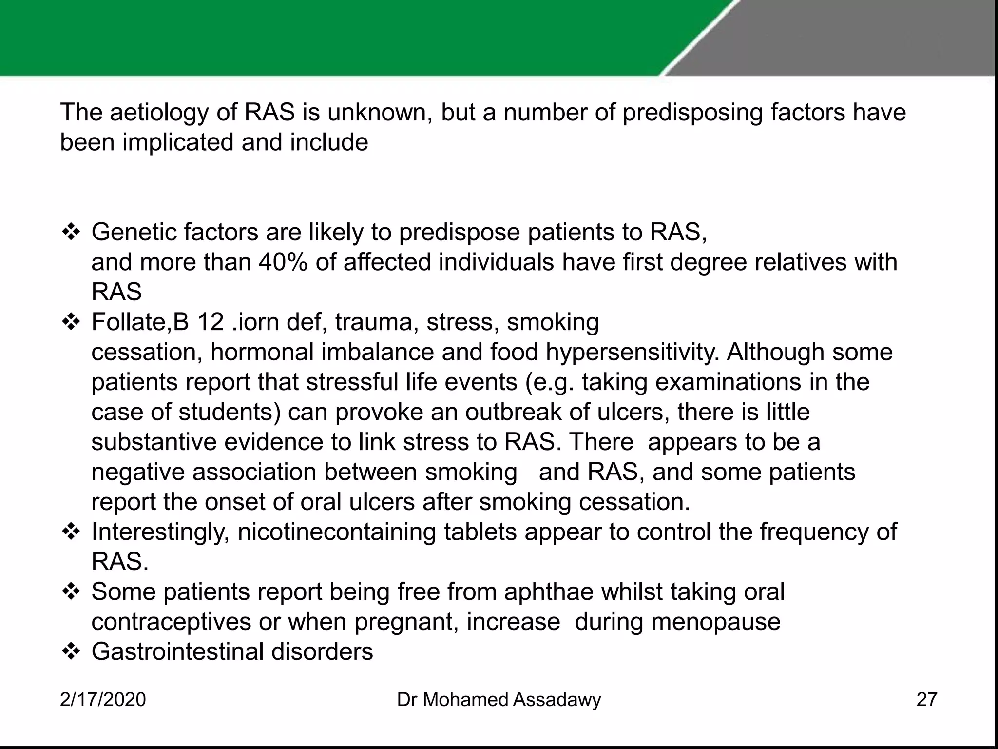 Oral ulceration Dr mohamed assadawy | PPTX