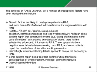 Oral ulceration Dr mohamed assadawy | PPTX