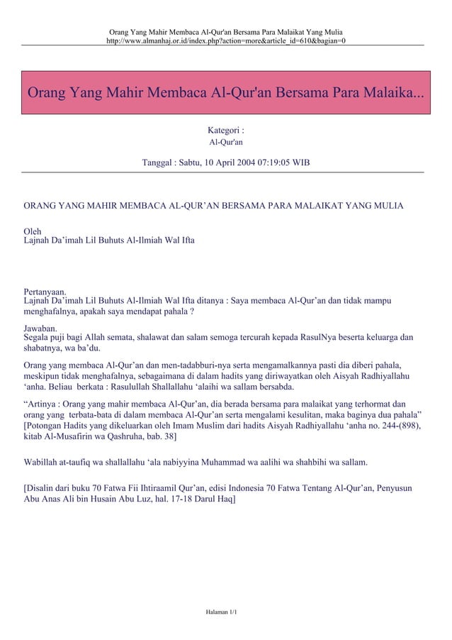 Orang yang-mahir-membaca-al-qur-an-bersama-para-malaikat-yang-mulia | PDF