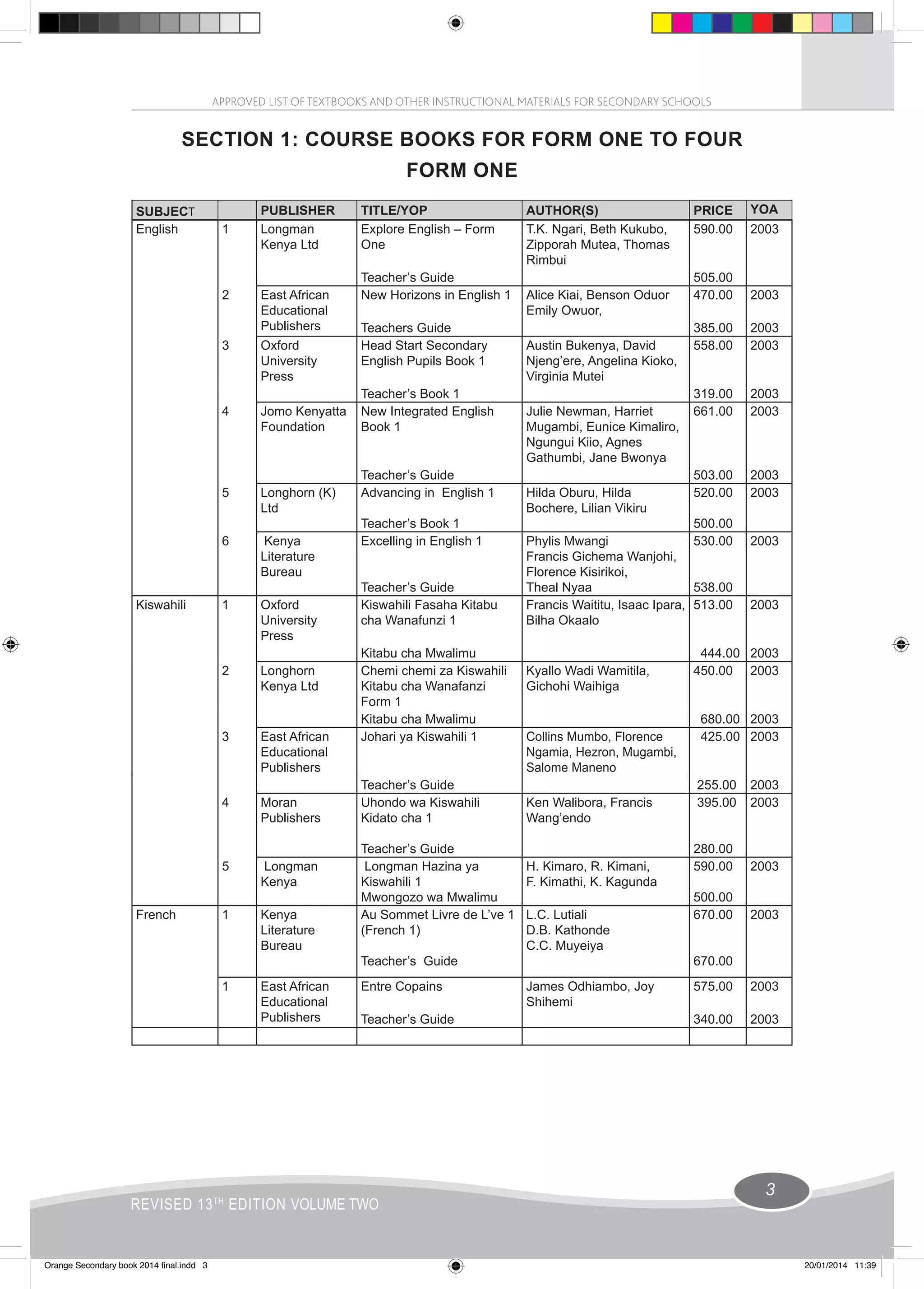 Orange book for secondary schools 2014 | PDF