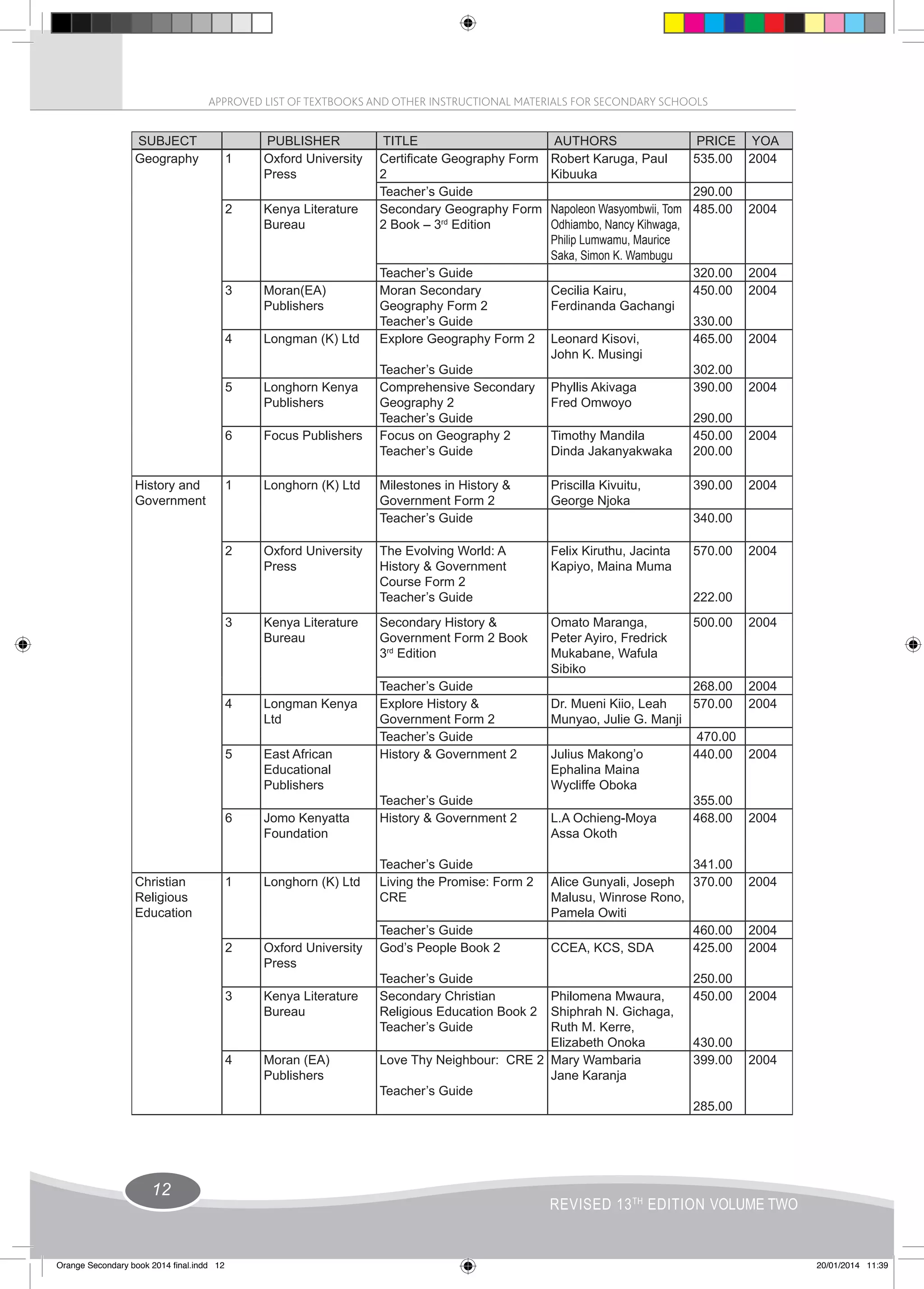 Orange book for secondary schools 2014 | PDF