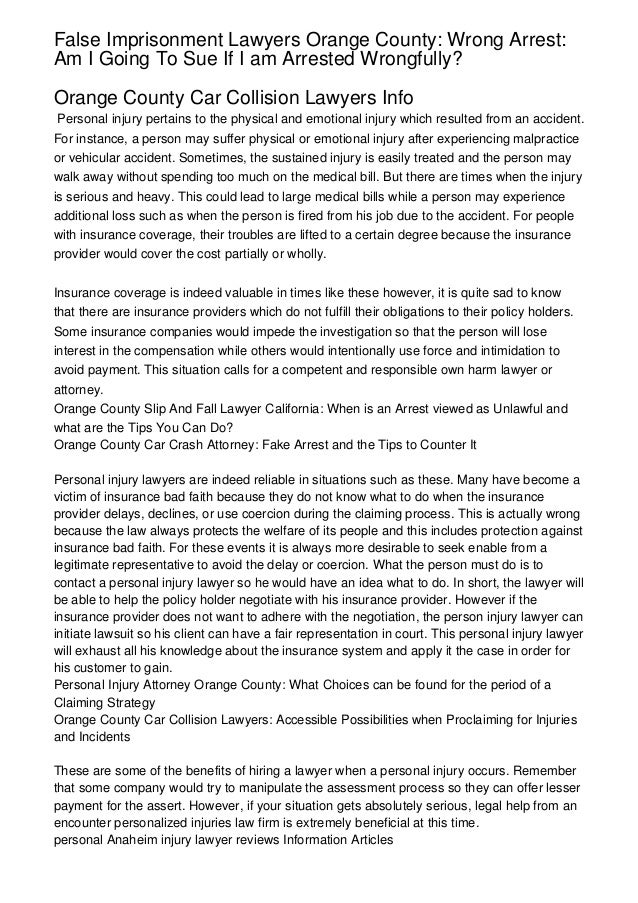 False Imprisonment Lawyers Orange County: Wrong Arrest: Am I Going To ...