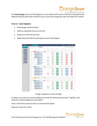 Orangescrum’s new task list page and an ever intuitive project ...