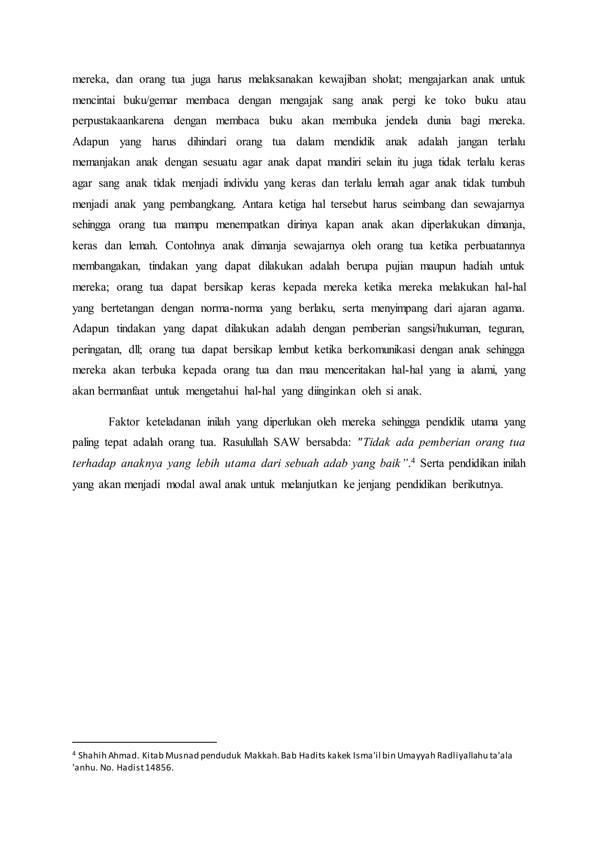 Orang tua sebagai pendidik yang utama dan pertama | DOCX