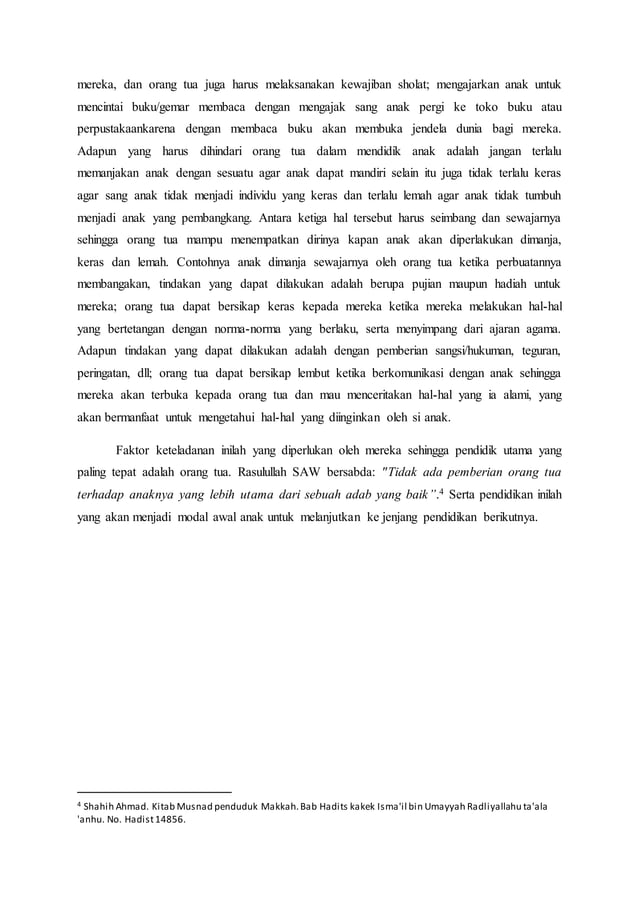 Orang tua sebagai pendidik yang utama dan pertama | DOCX