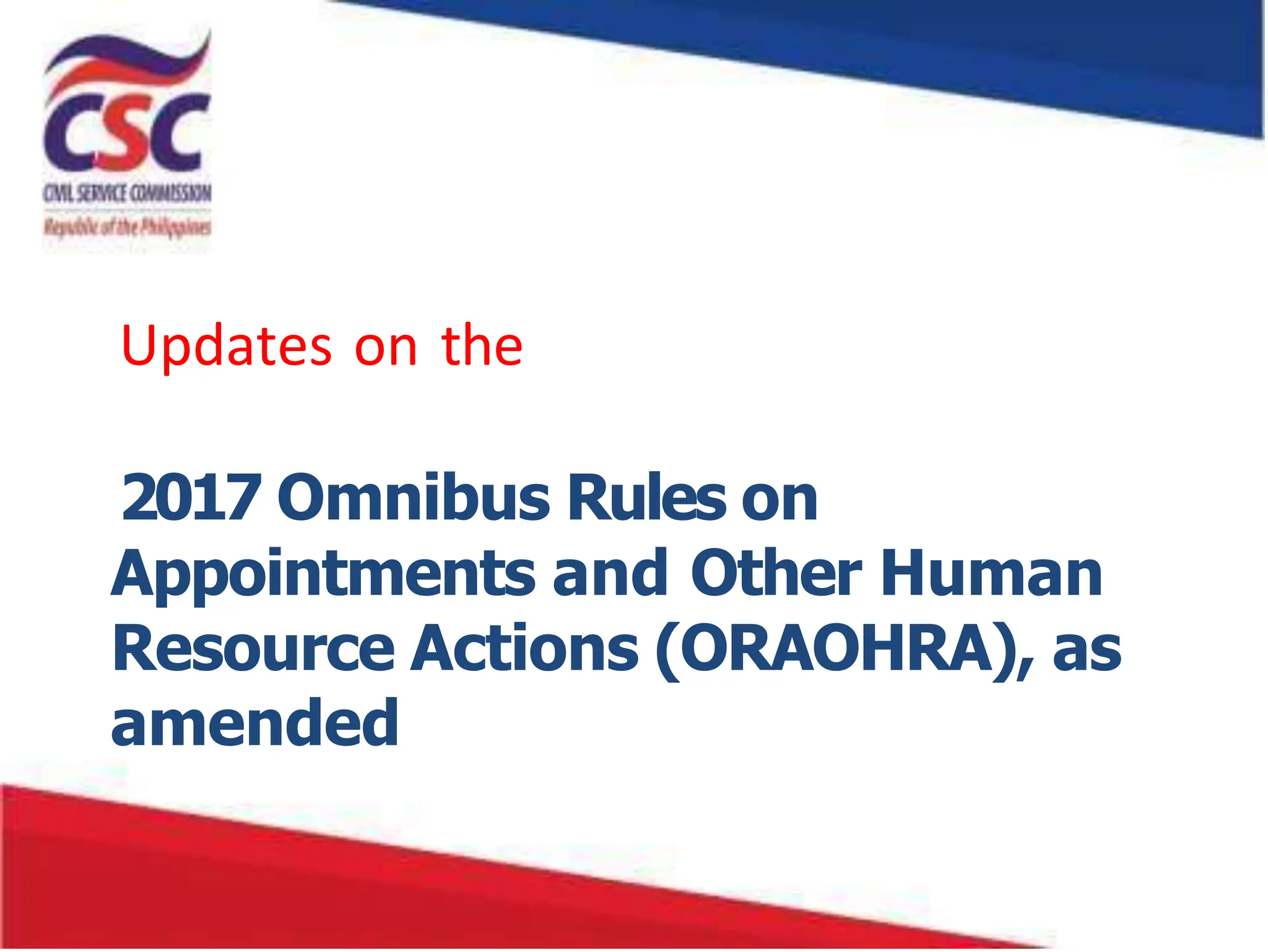 2017 Omnibus Rules on Appointments and Other Human Resource Actions, As ...