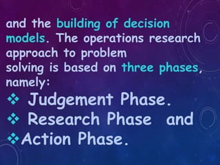 Or approach and problem solving | PPTX | Business | Business and Finance