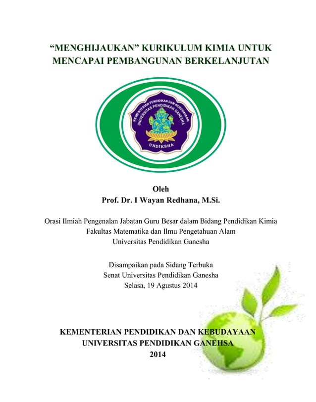 Orasi Pengenalan Guru Besar I Wayan Redhana Undiksha | PDF