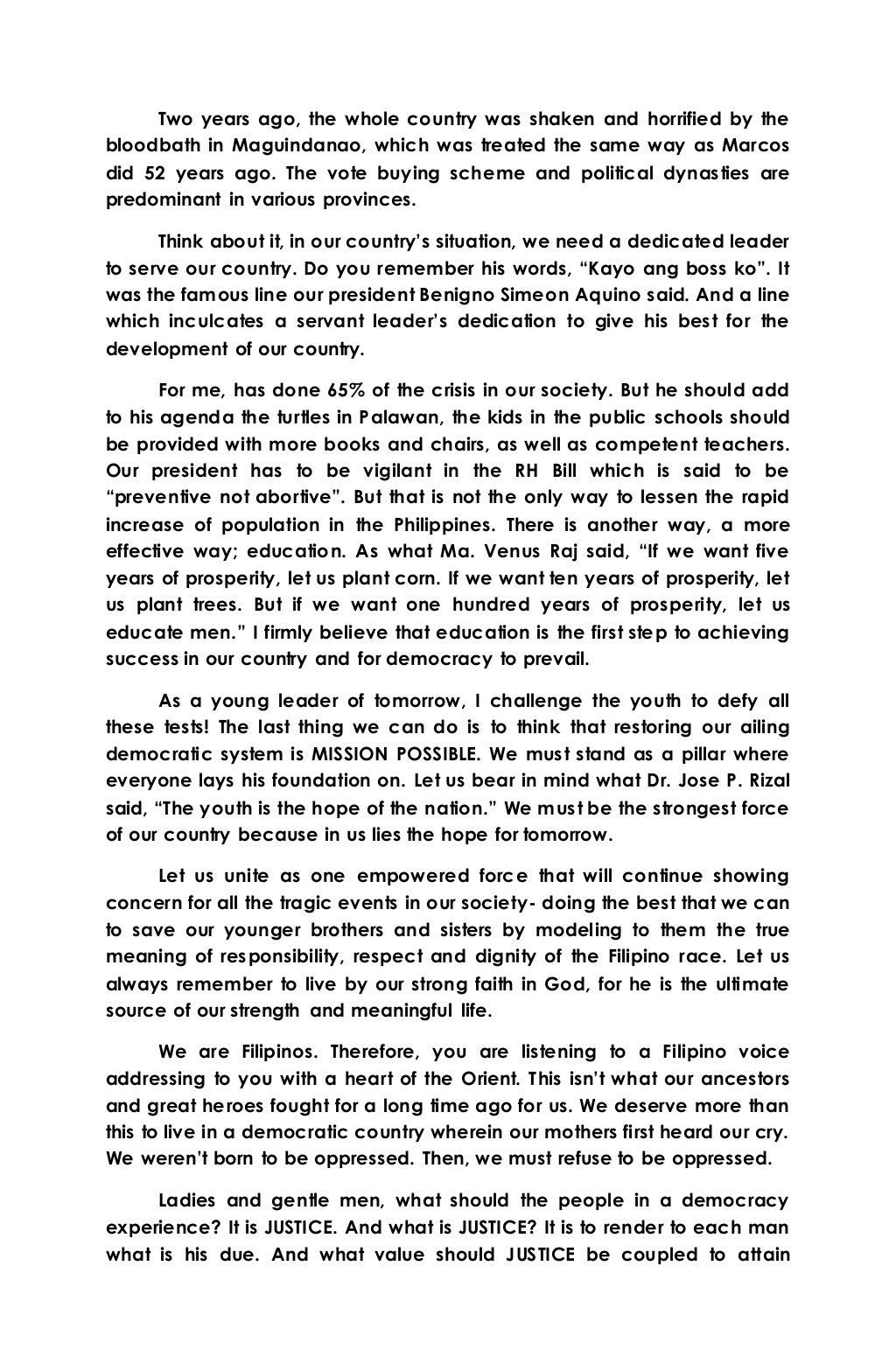 Oration on democracy