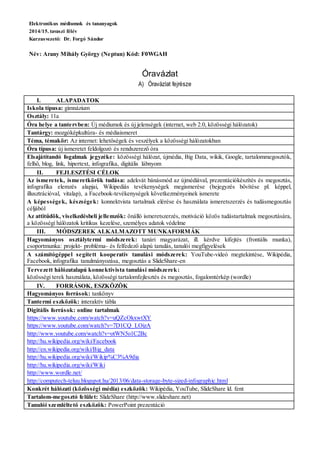 Konnektivista óravázlat | DOCX