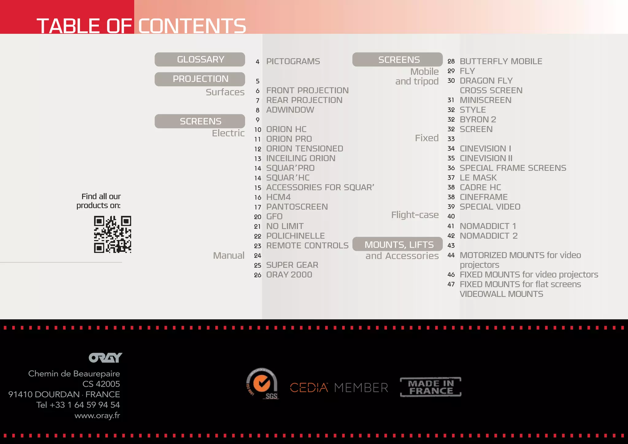 catalog : ORAY Products 2019 (Projection Screens) | PPT