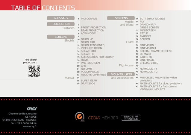 catalog : ORAY Products 2019 (Projection Screens) | PPT