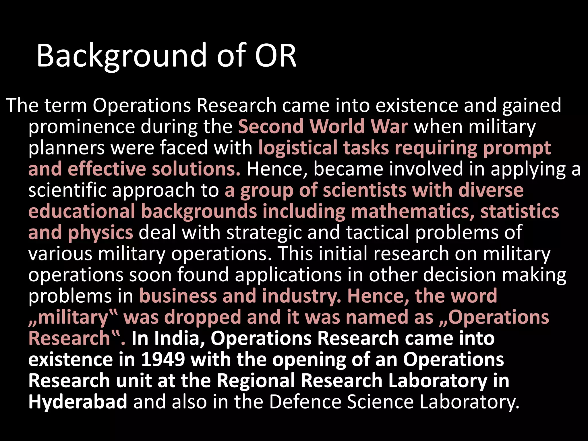 Basics of Operations Research | PPTX