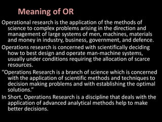 Basics of Operations Research | PPTX