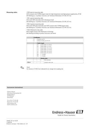 Orbisint cps11 cps11 d-endress+hauser datasheet-ph electrodes | PDF