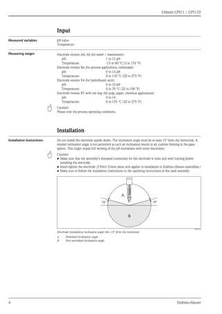 Orbisint cps11 cps11 d-endress+hauser datasheet-ph electrodes | PDF